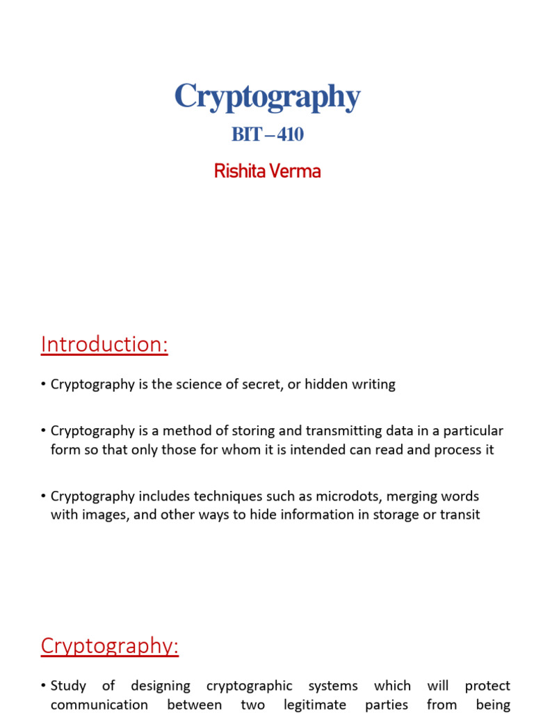 Lec-1 Introduction To Crypto | PDF | Cryptography | Public Key Cryptography
