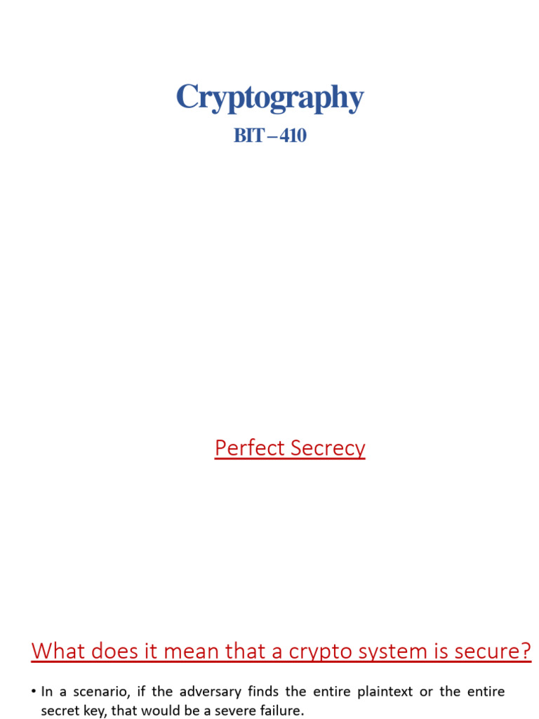 Lec-3 Perfect Secrecy | PDF | Cryptography | Cipher