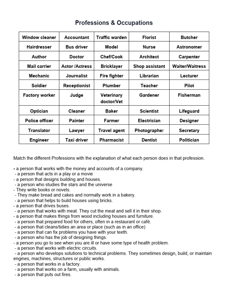 Overview of Various Professions and Roles | PDF | Wellness | Science ...
