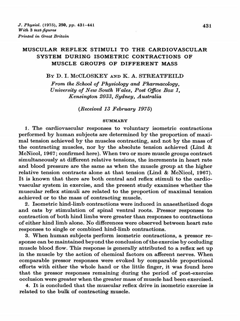 Muscular Reflex Stimuli To The Cardiovascular System During Isometric ...