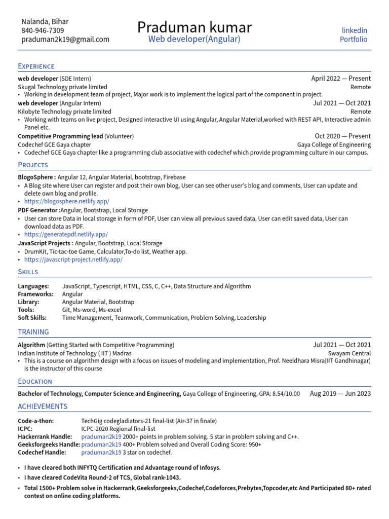 PradumanResume | PDF | Computer Programming | Bootstrap (Front End Framework)