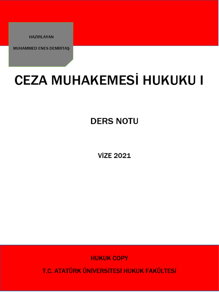 Ceza Muhakemesi Hukuku I Vize Ders Notu | PDF