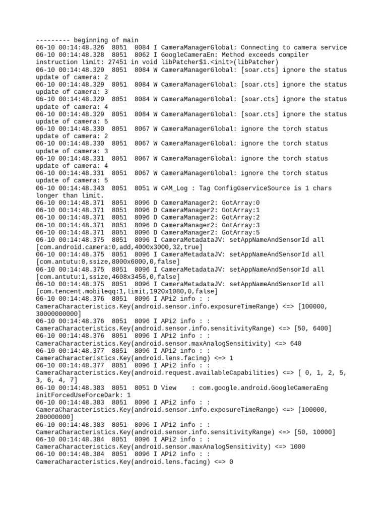 Camera Debug Log Analysis | PDF | Computer Engineering | Software