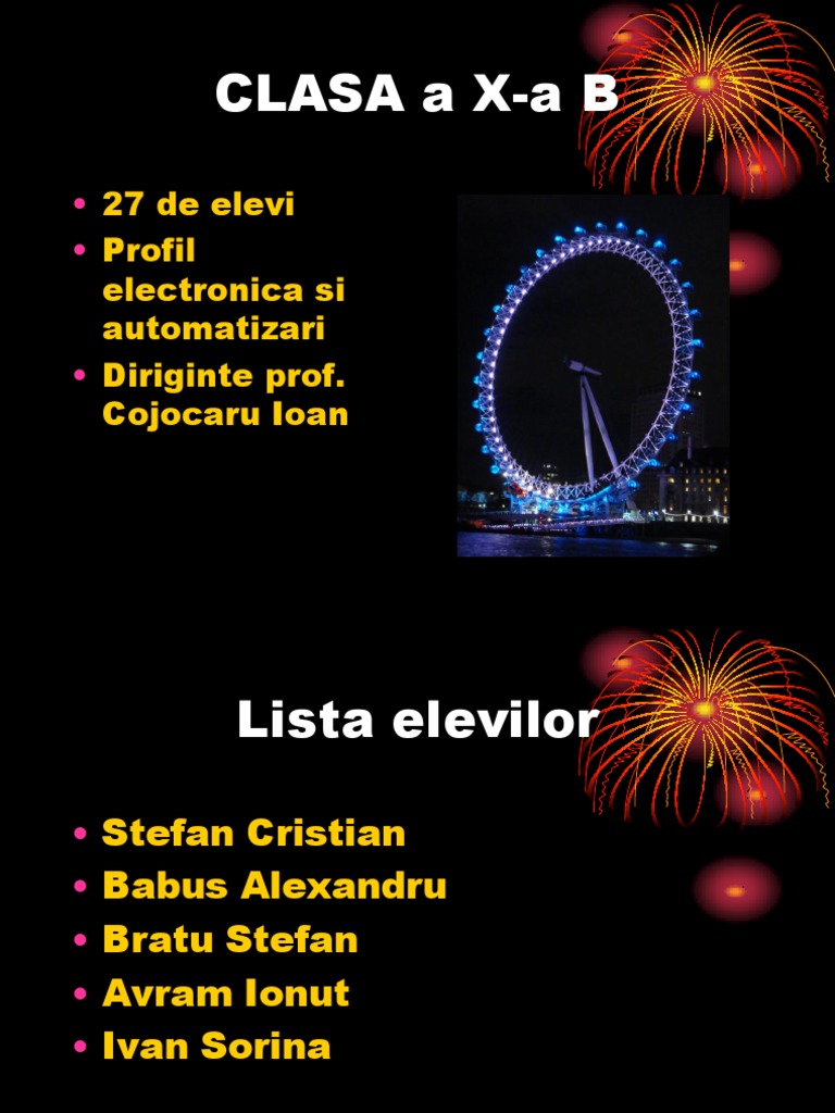 Clasa a X-a B: Elevi și Orar | PDF