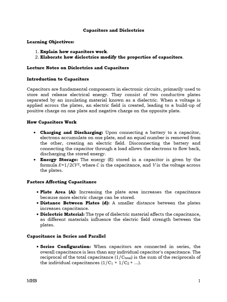 Capacitors-and-Dielectrics-LEC-AND-ACTIVITIES | PDF | Capacitor | Dielectric