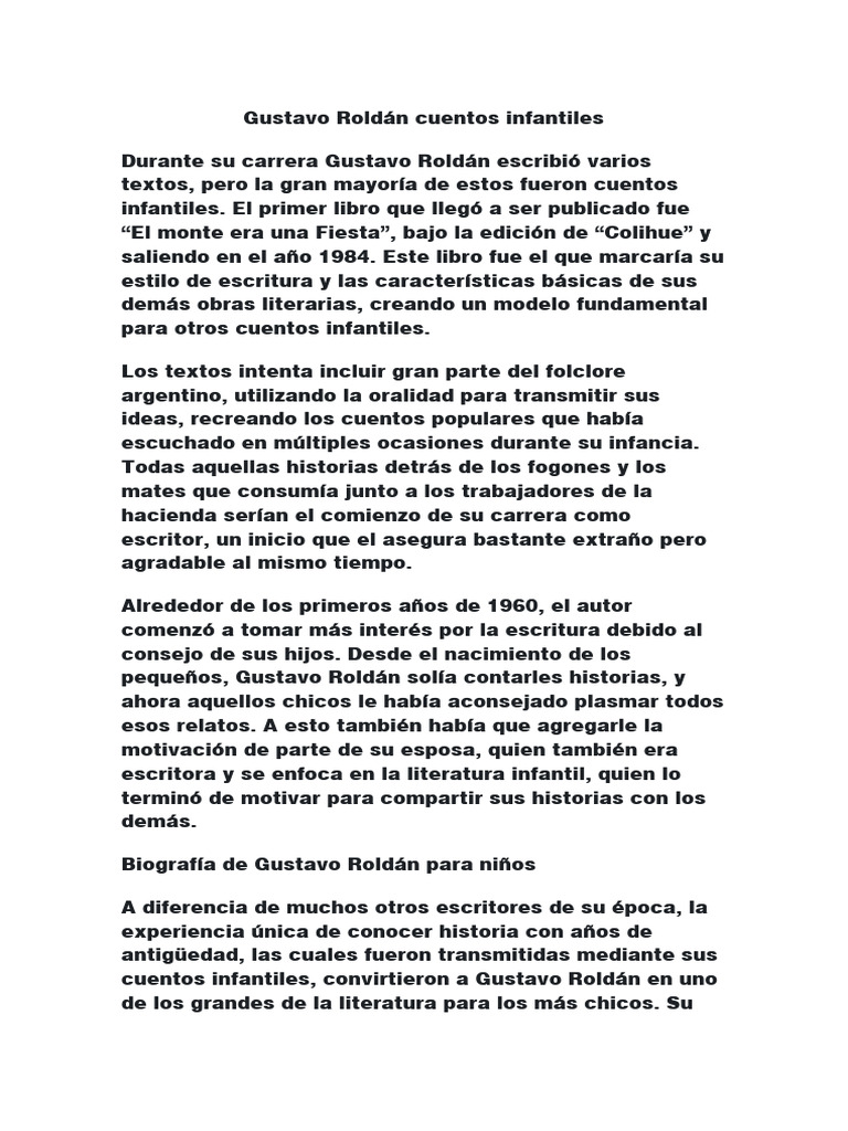Gustavo Roldán Cuentos Infantiles | PDF | Cuentos | Escritores