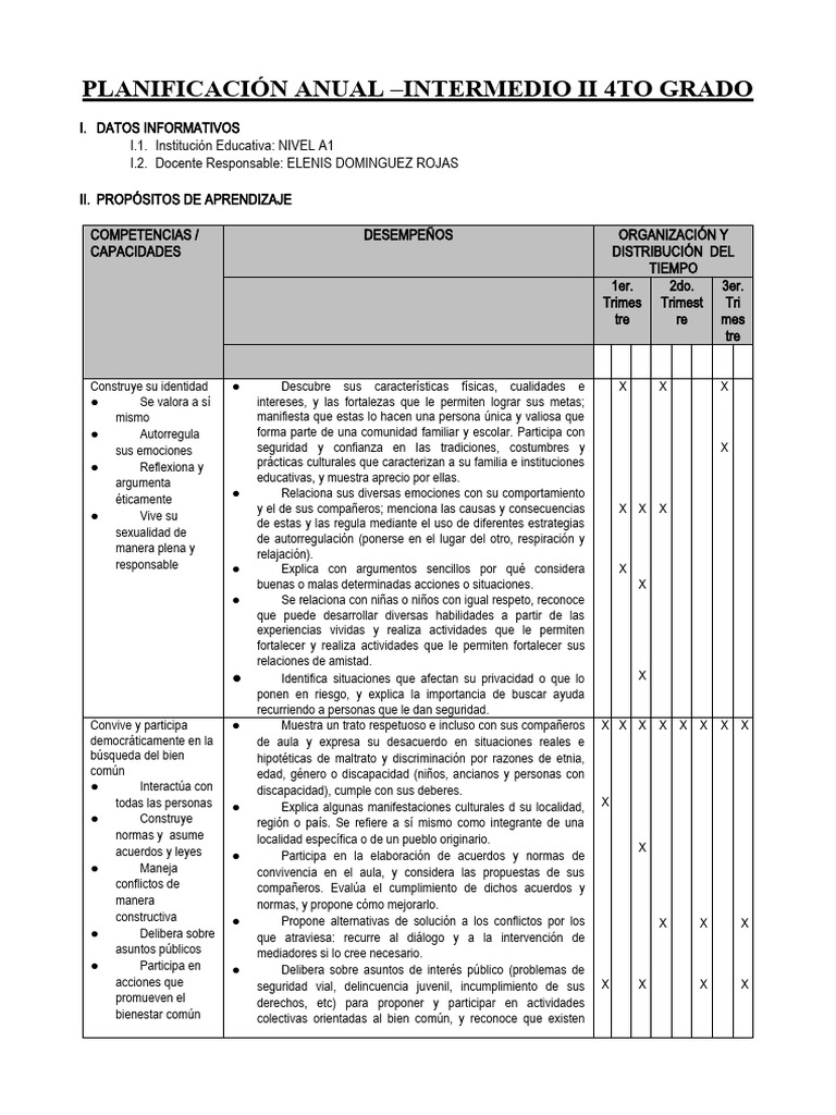 Plan Anual 4to Grado Intermedio II | PDF | Geometría | Sustracción