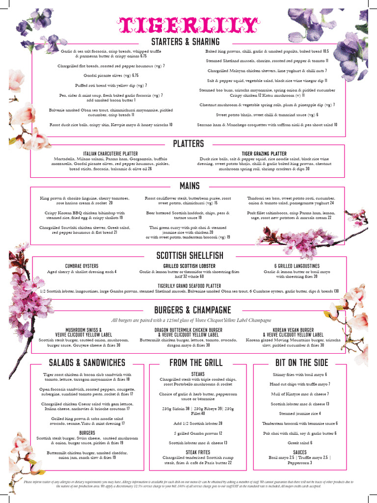 Tigerlily Dine Out Main Menu July24 Day | PDF | Hamburgers | French Fries