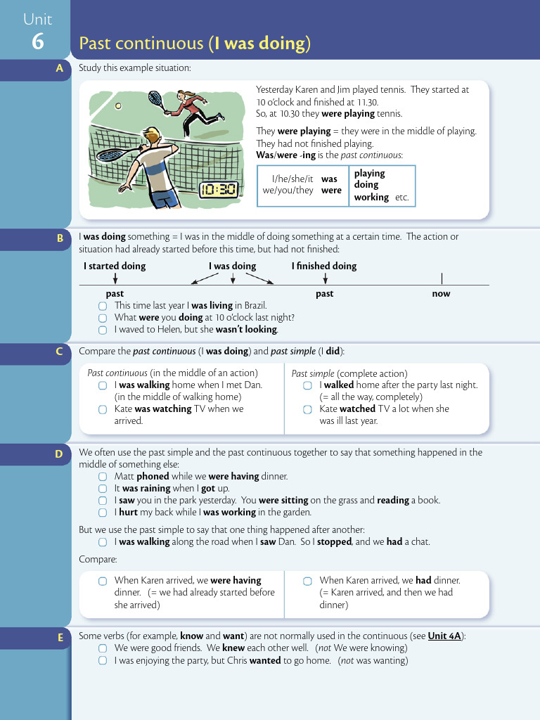 6 - Past Continuous | PDF