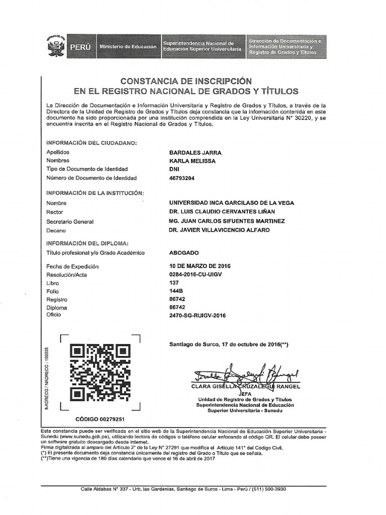 Inscripción en Sunedu | PDF
