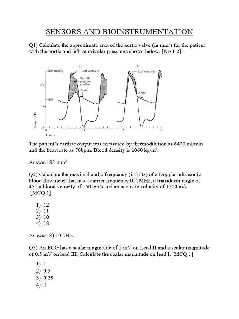 Subject Test 1 - Bioinstrumentation | PDF | Heart | Diastole