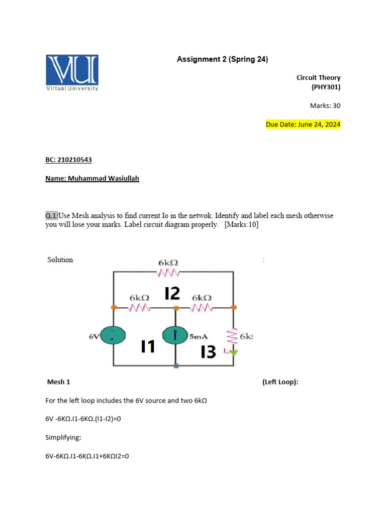 Assignment 2 Pdf Electrical Network Diode 