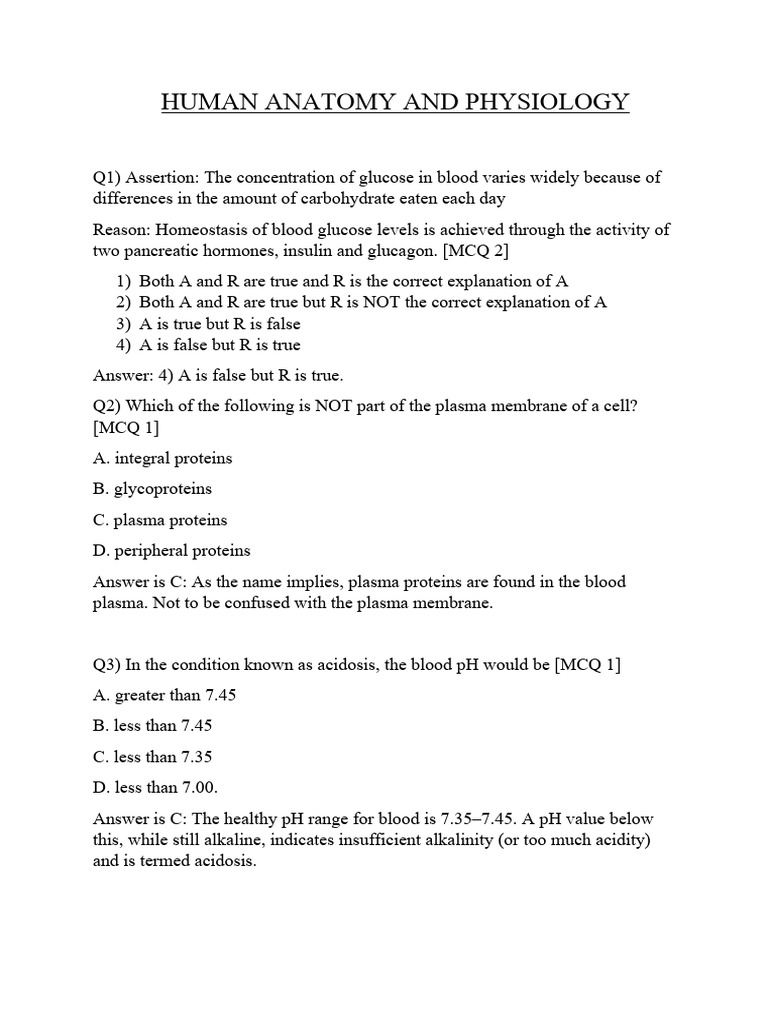 Subject Test 1-Human Anatomy and Physiology | PDF | Physiology ...