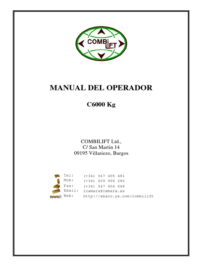 C6000 - Manual Del Operador | PDF | Máquina elevadora | Cambiar
