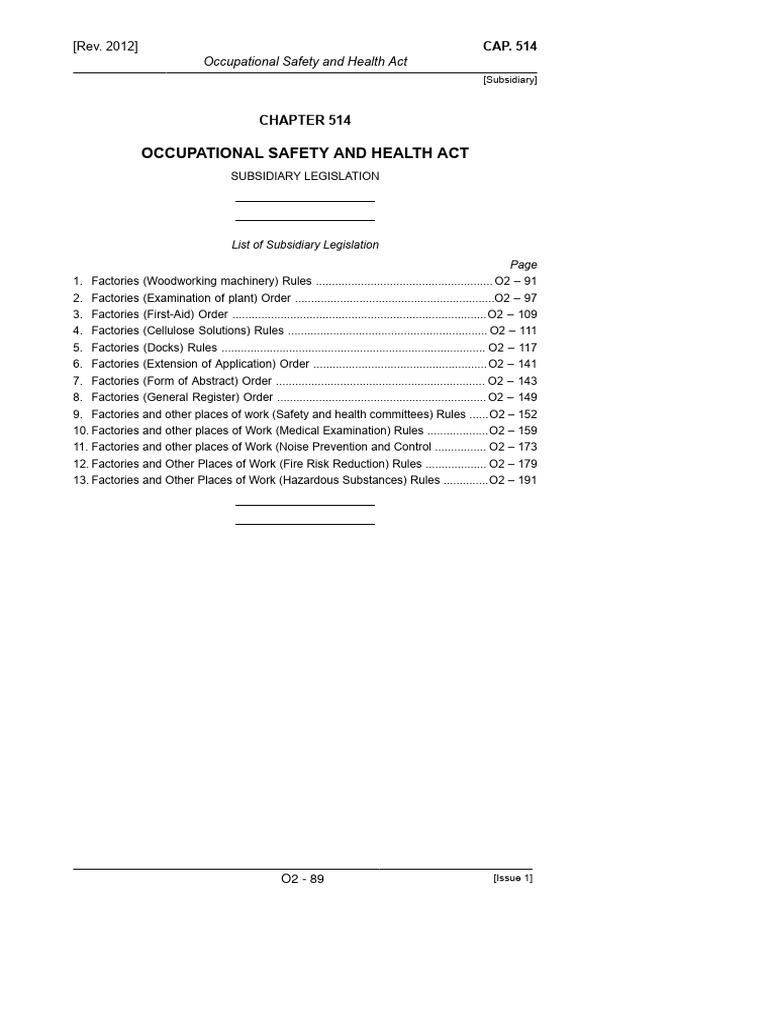 KE Occupational Health Act Subsidiary | PDF