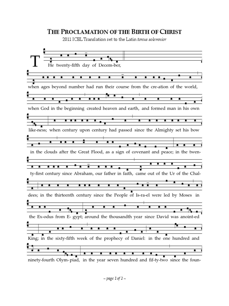 Christmas Proclamation (Traditional Melody, 2011 ICEL English Text) | PDF