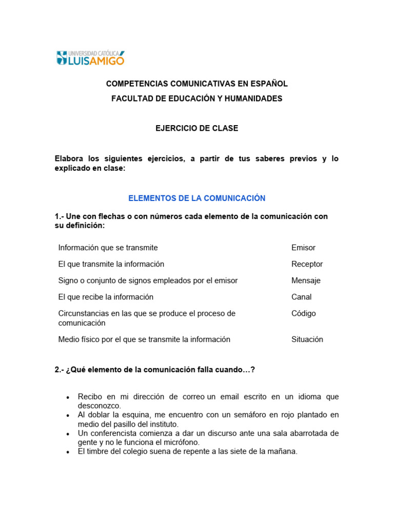 Ejercicio de Clase 1 | PDF | Comunicación