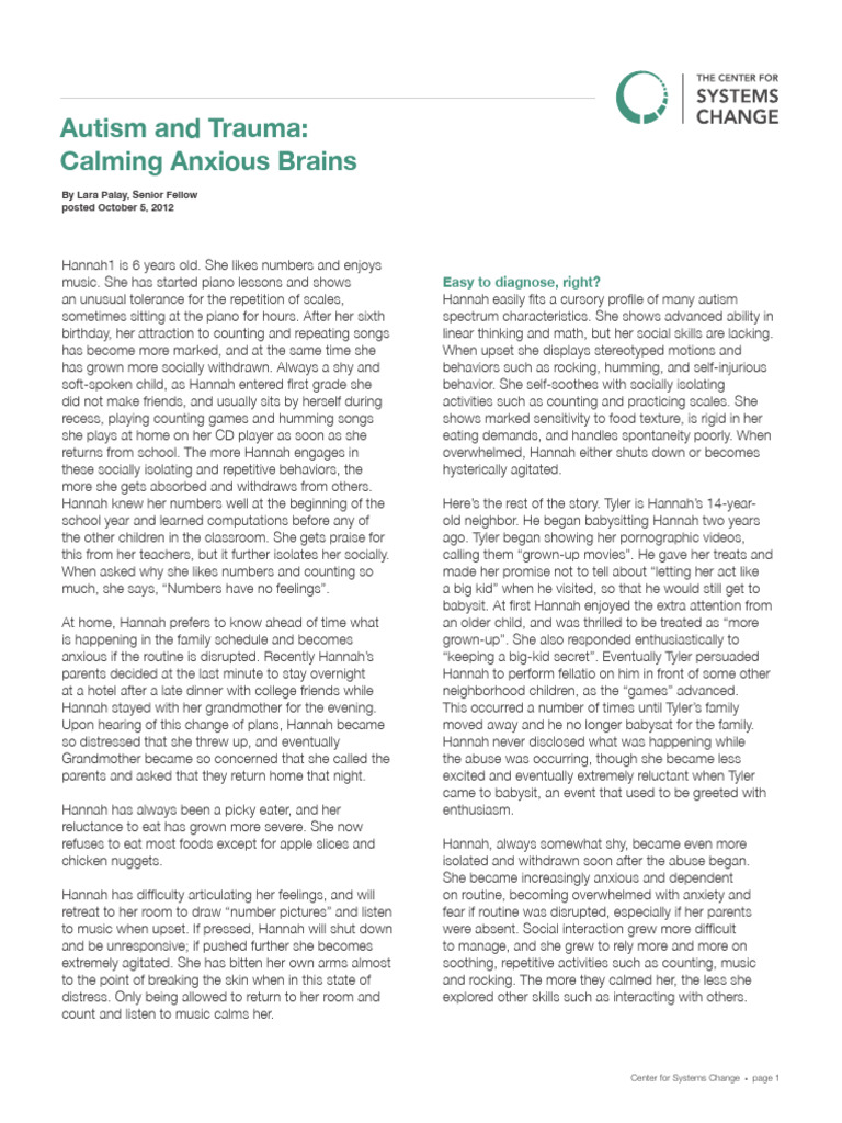 Autism and Trauma | PDF | Psychological Trauma | Autism Spectrum