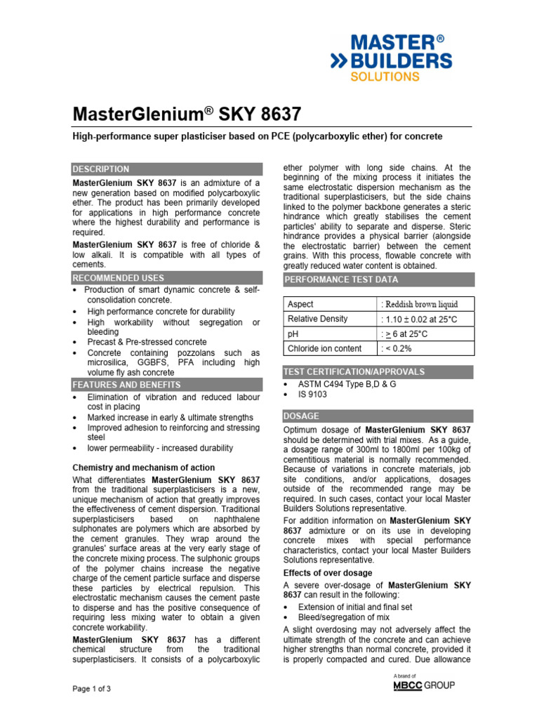 Masterglenium Sky 8637 v5 | PDF | Concrete | Materials