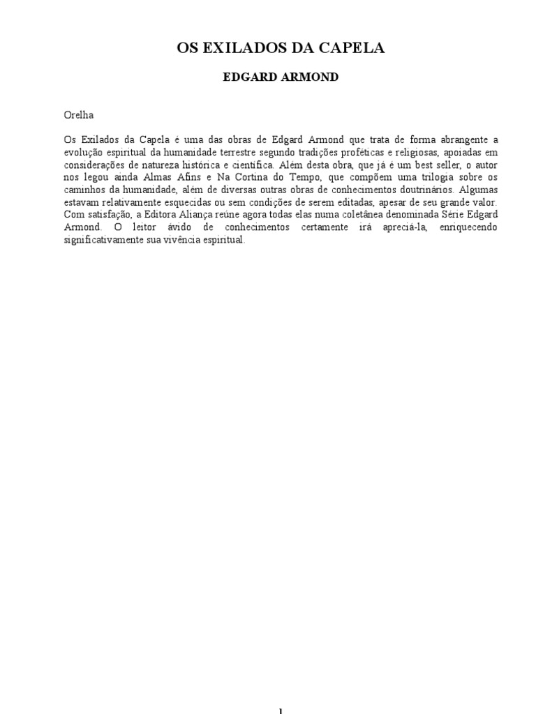 Os Exilados Da Capela - Edgard Armond | PDF | Homo Sapiens | Vida