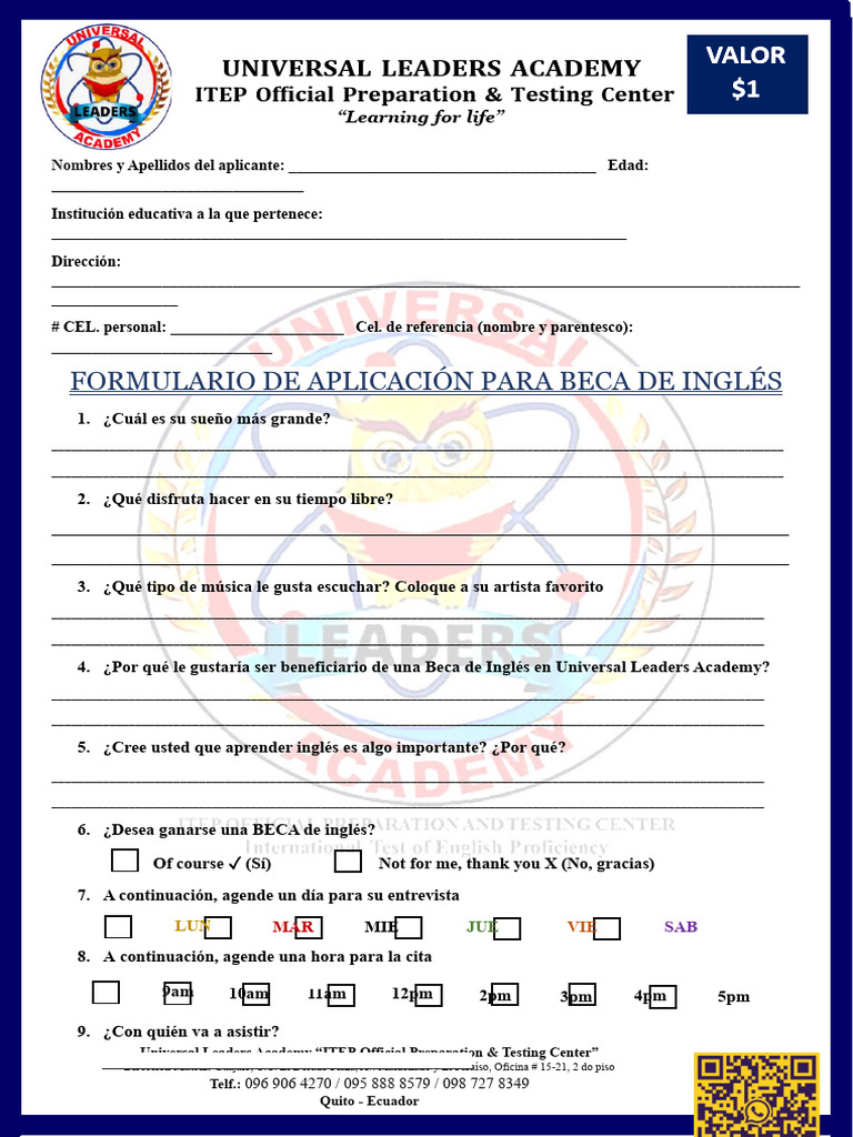 Formulario Aplicacion Becas | PDF