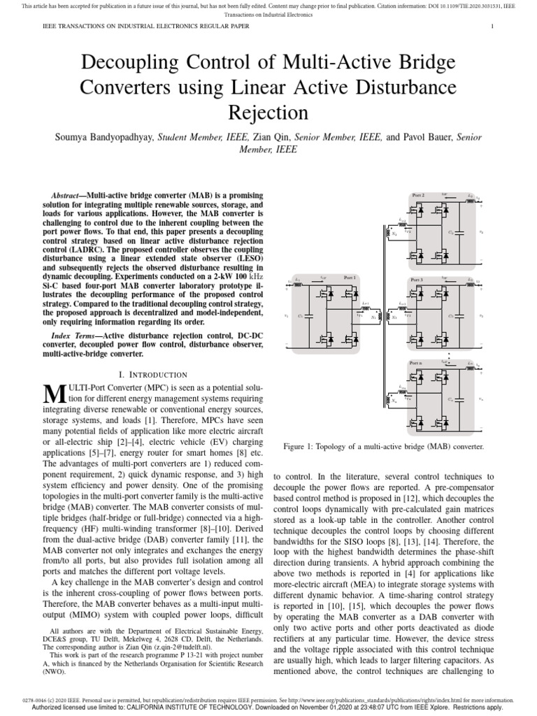 Decoupling Control of Multi-Active Bridge Converters Using Linear ...