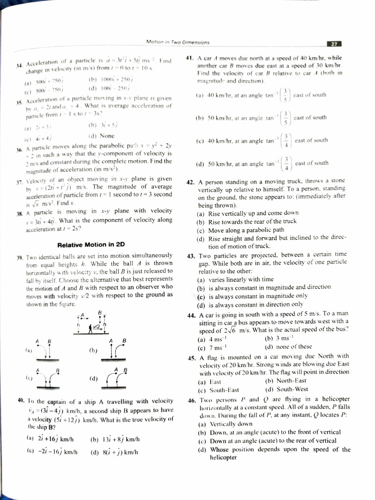 Relative 2D Question Kosh | PDF | Acceleration | Velocity