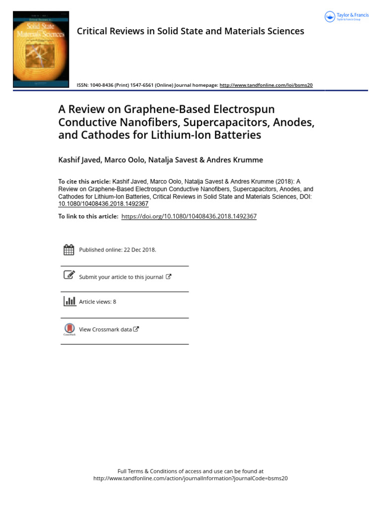 A Review On Graphene Based Electrospun Conductive Nanofibers ...