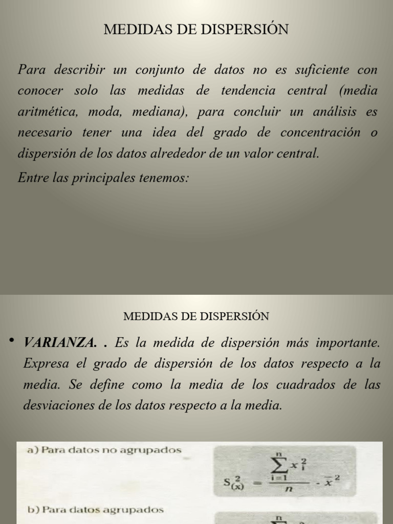 Medidas de Dispersiã N | PDF | Desviación Estándar | Diferencia