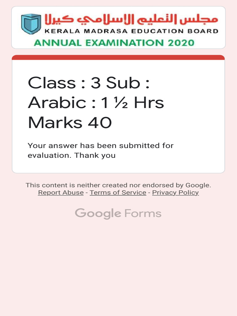Class 3 Sub Arabic 1 Hrs Marks 40 | PDF