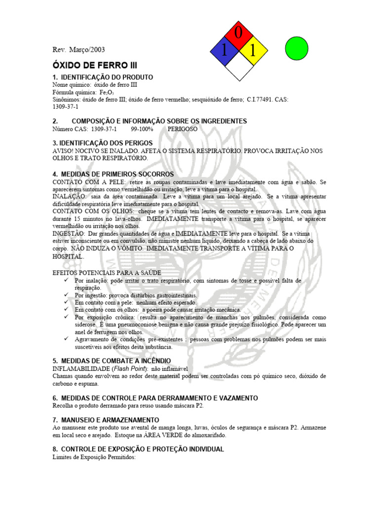 Óxido de FerroIII2003 | PDF | Ferro | Olho