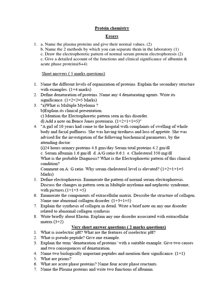 protein chemistry questions | PDF | Collagen | Proteins