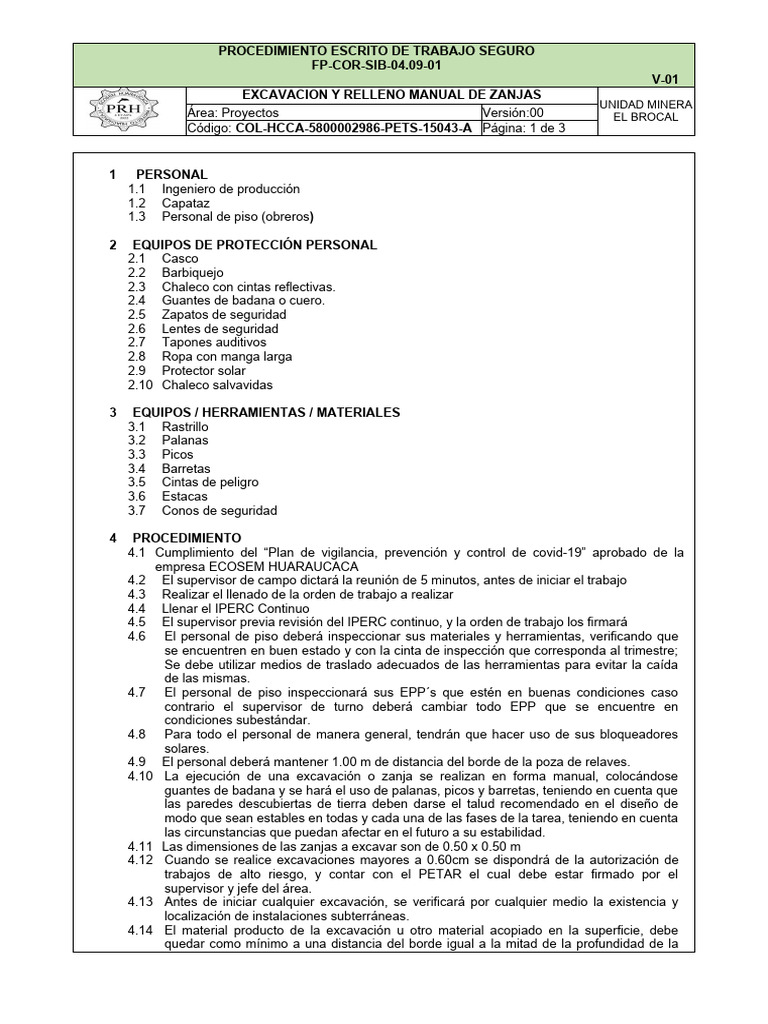 Col-Hcca-5800002986-Pets-15043-A Excavacion y Relleno Manual de Zanjas ...