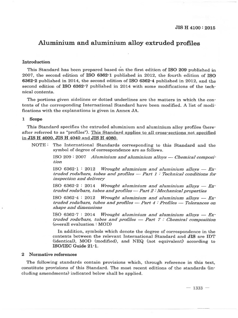 Jis H 4100 - 2015 | PDF