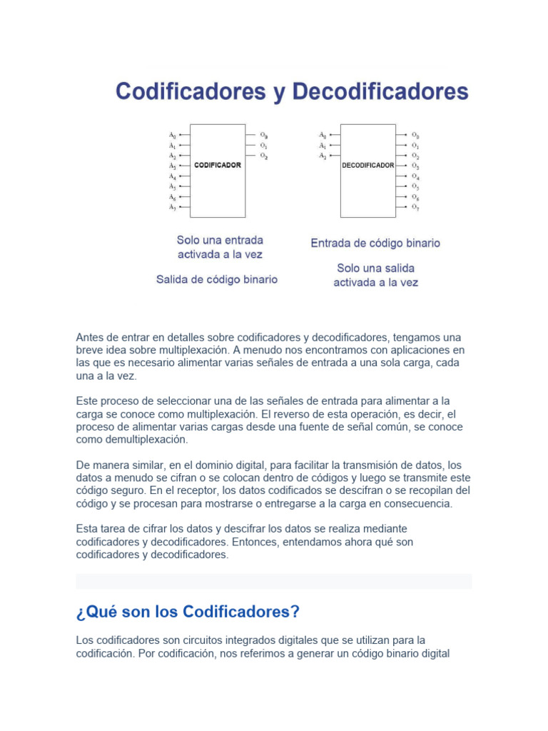 CODIFICADORES Y DECODIFICADORES | PDF | Cifrado | Microcontrolador