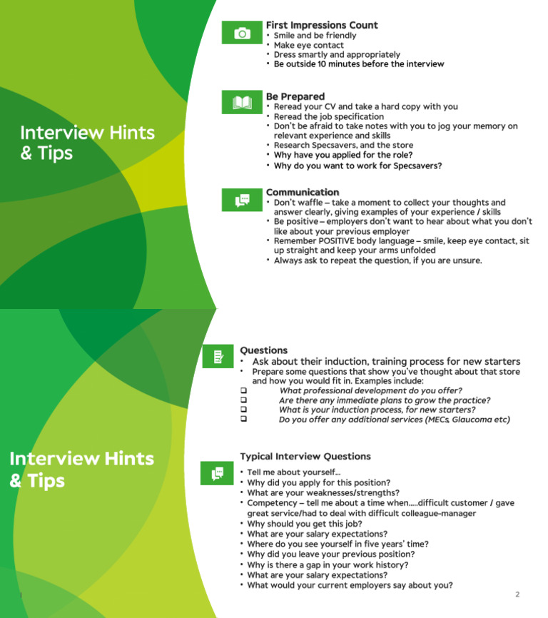 Interview Hints and Tips PDF | PDF