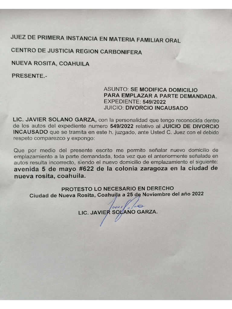 Modificando Domicilio para Emplazar | PDF