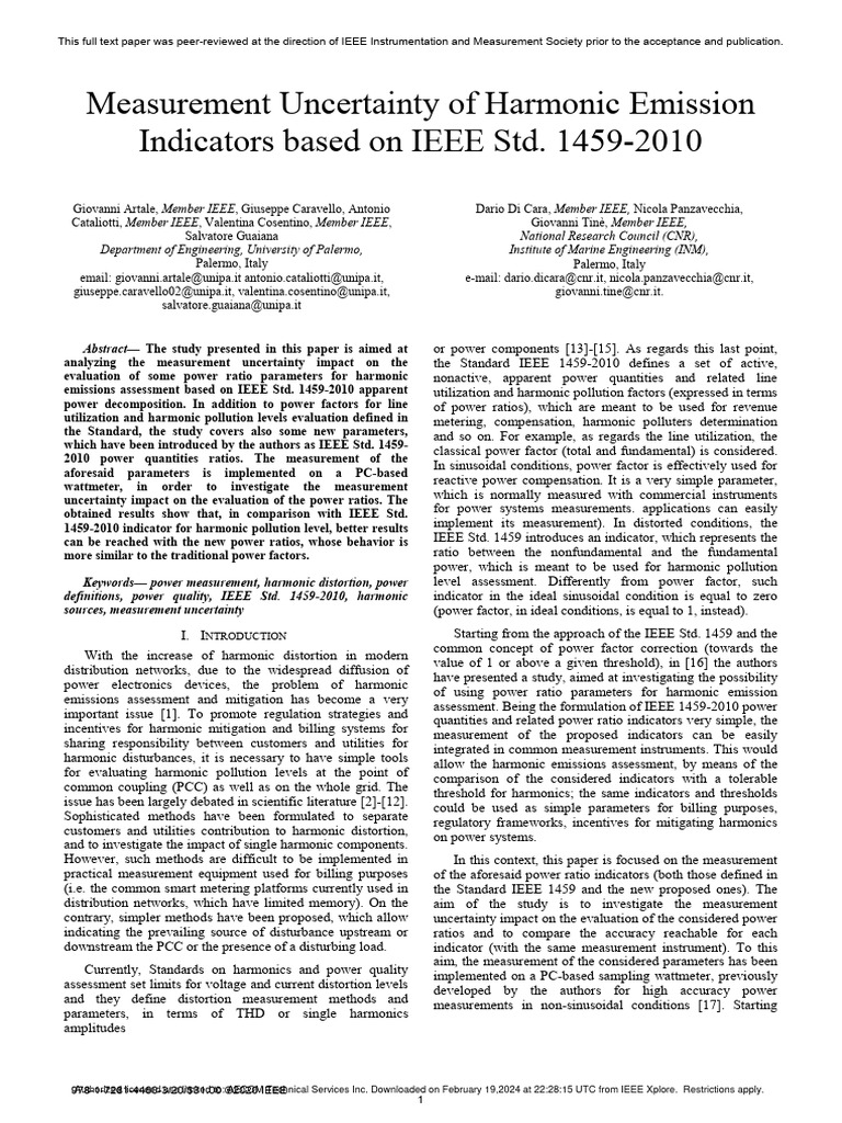 Measurement Uncertainty in Harmonics Analysis | PDF | Ac Power | Analog ...
