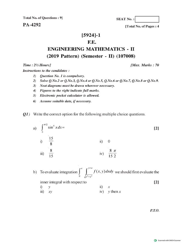 M II ENDSEM Solution (15'3'2023) II | PDF