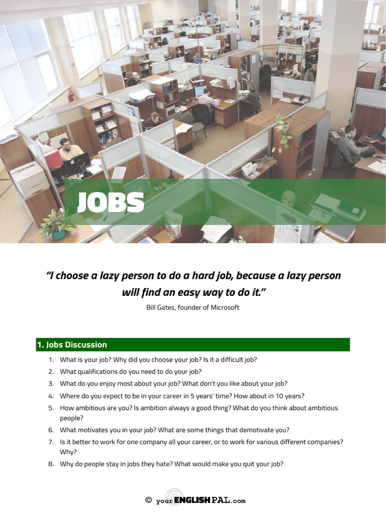 Your-English-Pal-ESL-Lesson-Plan-Jobs-Student-v1 | PDF | Noun | Cognition