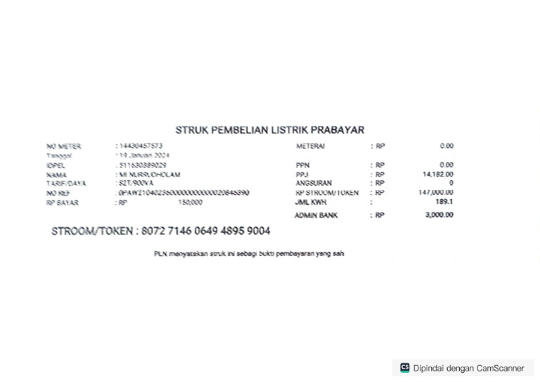 Struk Listrik Januari | PDF