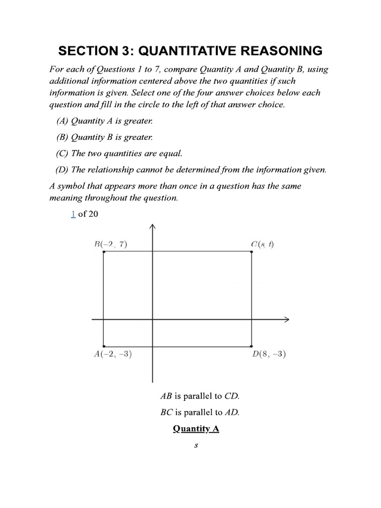 Section 3 Quantitative Reasoning Gre | PDF