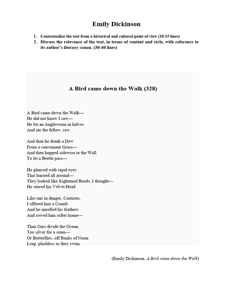 Extract Emily Dickinson A Bird | PDF | Classics
