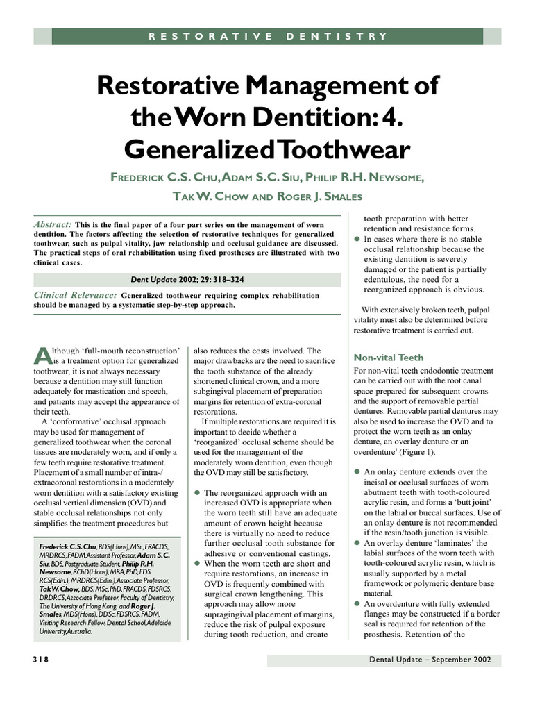 restorative_management_of_the_worn_dentition_pt4 | PDF | Tooth | Mouth