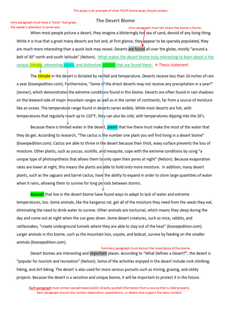The Desert Biome Essay With Annotations | PDF | Desert | Rain
