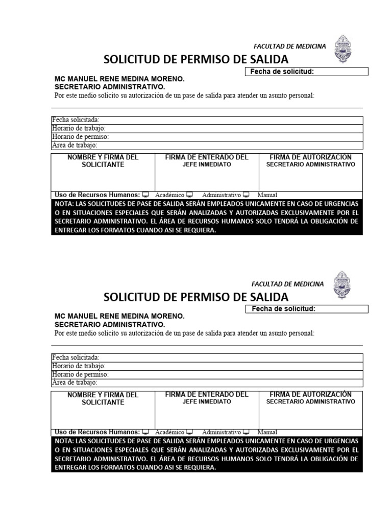 Solicitud Pase Salida | PDF | Derecho