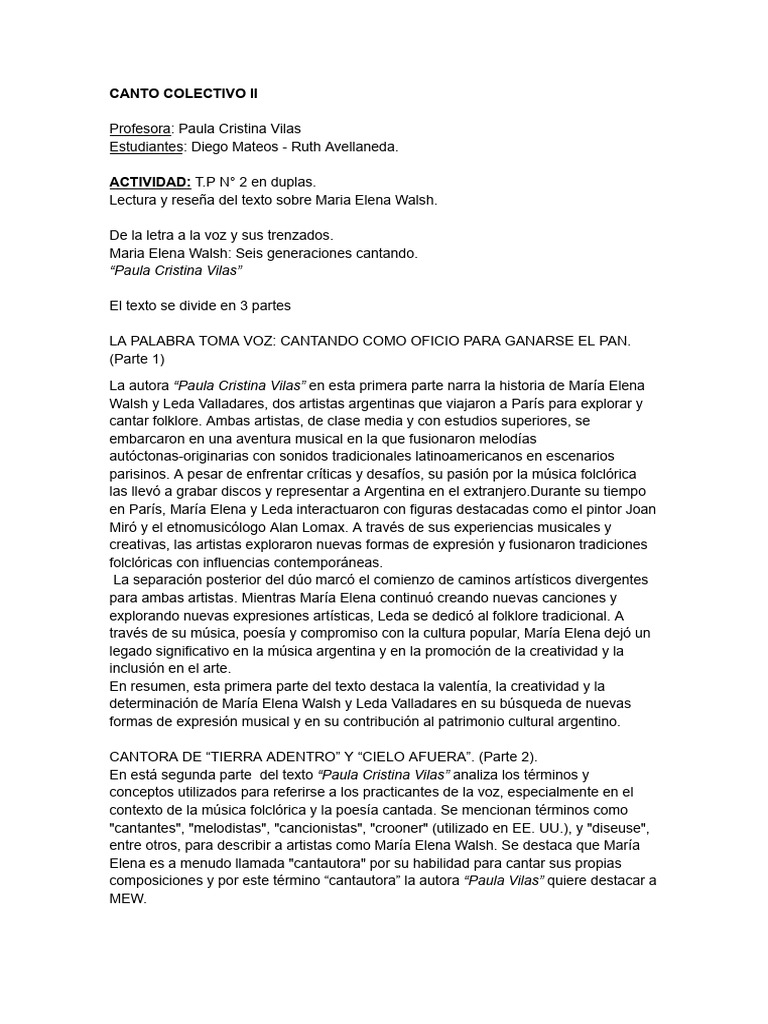 Canto Colectivo II - TP en Duplas. | PDF | Folklore | Canciones