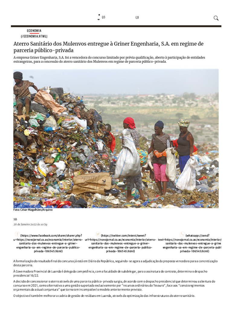 Aterro Sanitário Dos Mulenvos Entregue À Griner Engenharia, S.A. em ...