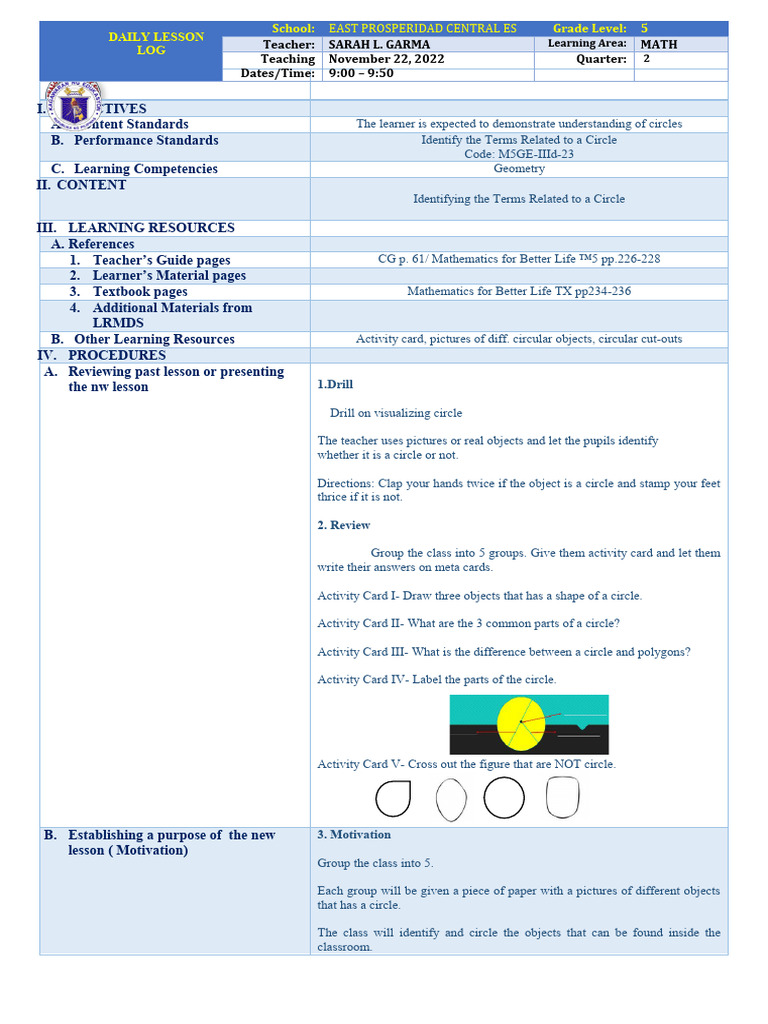 Math Cot 2 | PDF | Circle | Diameter