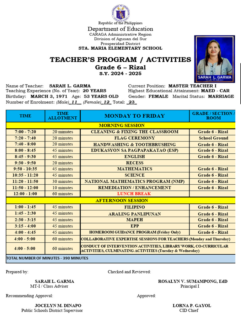2024-2025 Class Program | PDF | Teachers | Behavior Modification